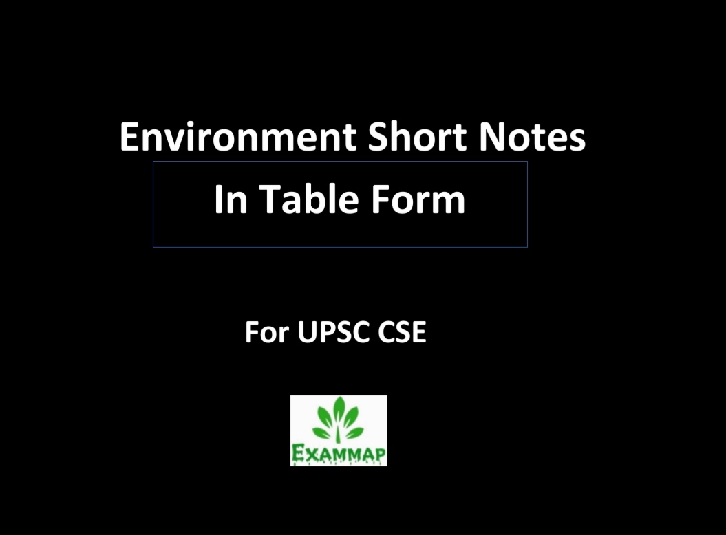 Environment Table form Notes | UPSC – Pdf For UPSC